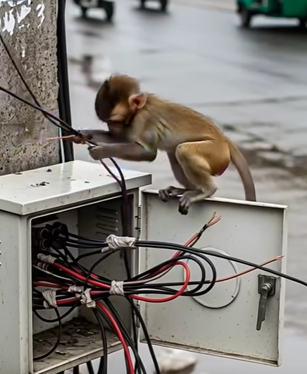 A Shocking Moment Turns Heroic: Baby Monkey Rescued from Power Box ...